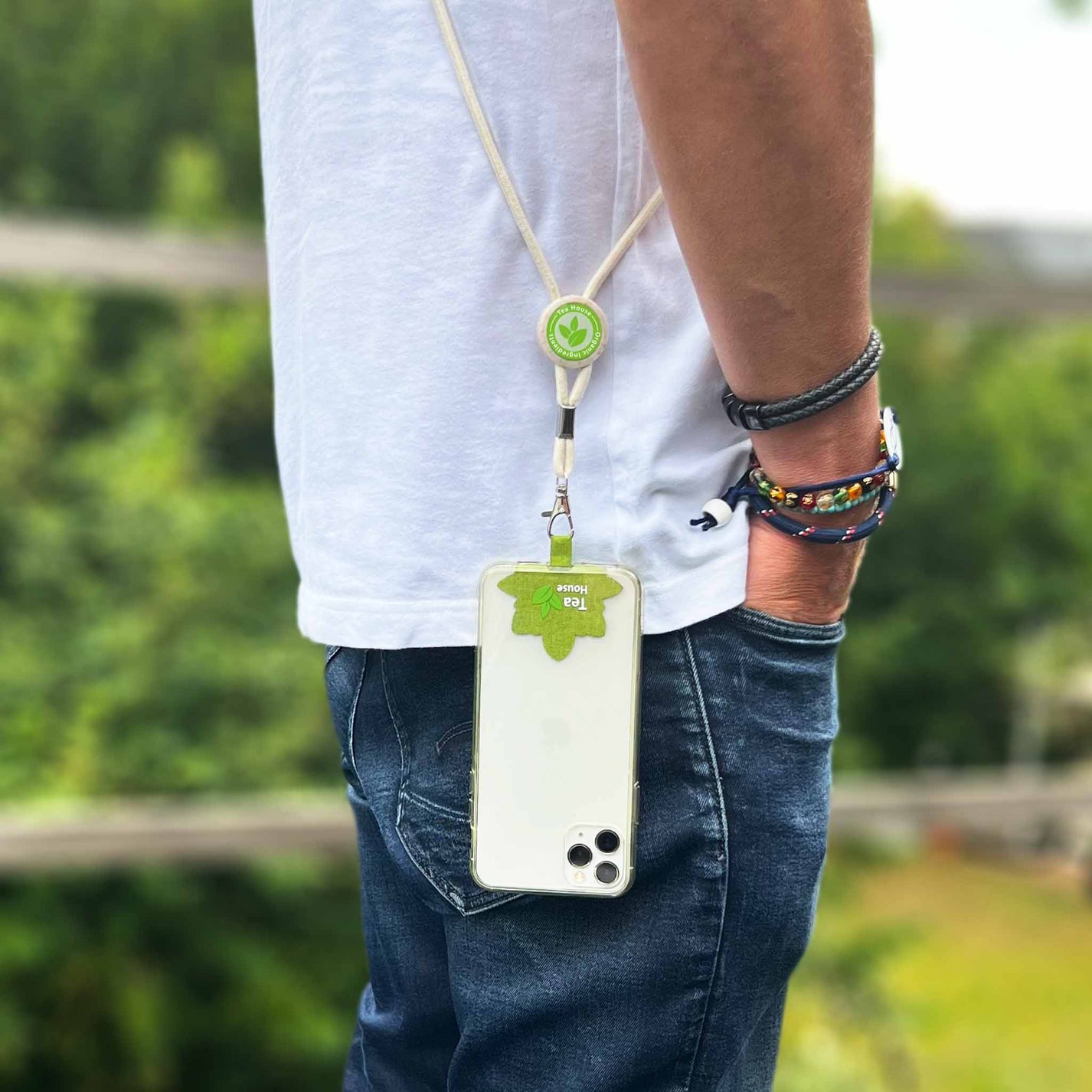 MagPhone cord eco "cotton" Handykette mit Logo als Werbeartikel ...